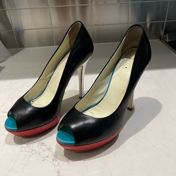 Loriblu | Shoes | Loriblu Multicolor Leather Peep Toe Platform Pumps It ...